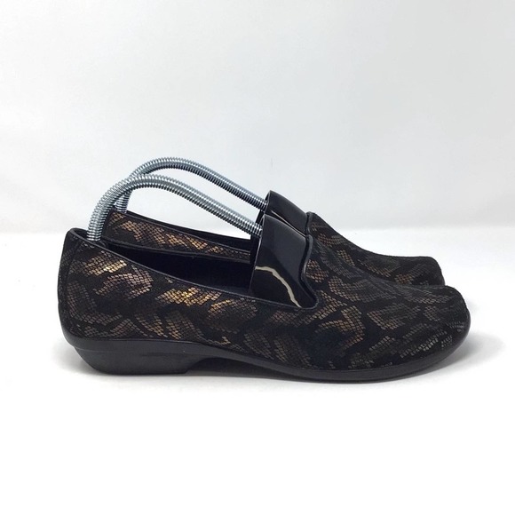 Dansko | Shoes | Dansko Olivia Black Bronze Metallic Leopard Animal ...